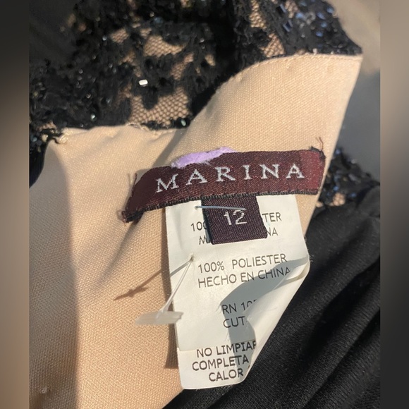 MARINA | Dresses | Marina Black Lace Sequin Size 2 Evening Gown Rn ...